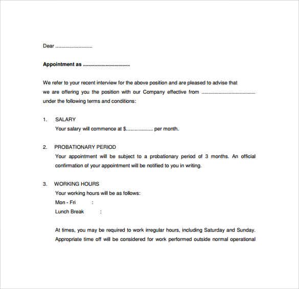 8 Free Appointment Letters - Templates - Samples