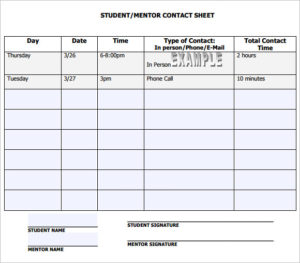 Contact Sheet Templates - Word Excel PDF Formats